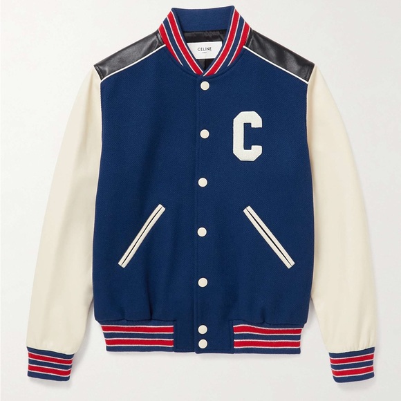 Celine | Jackets & Coats | Celine Homme Logo Woolblend And Leather ...